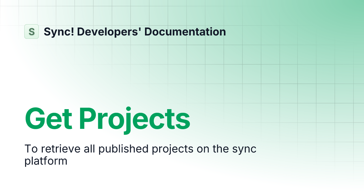 Get Projects | Sync! Developers' Documentation
