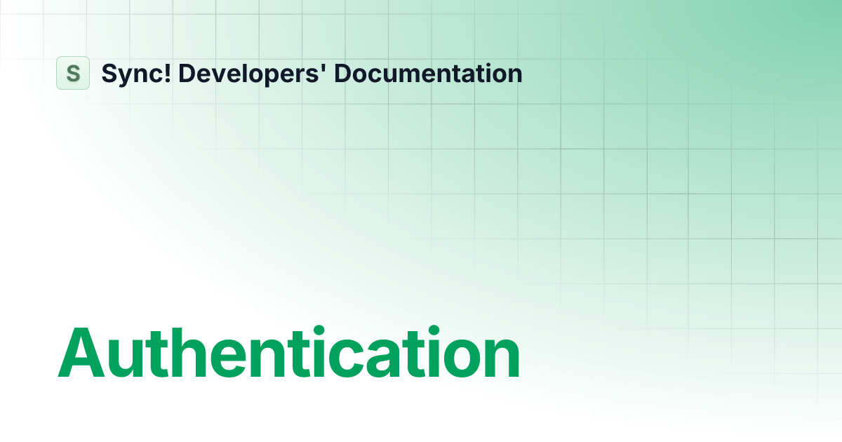 Authentication | Sync! Developers' Documentation